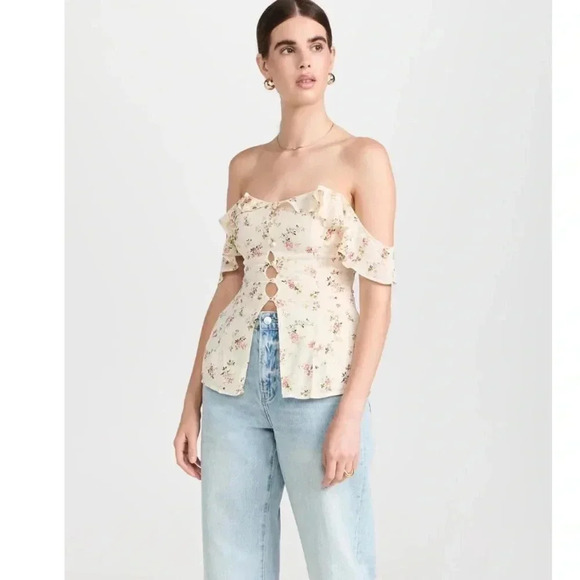 Reformation | Tops | Reformation Nwt Delaney Off The Shoulder Peek A ...